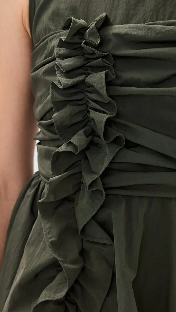 Buy Cecilie Bahnsen Olivia Recycled Taffeta Dress - Grey Olive At